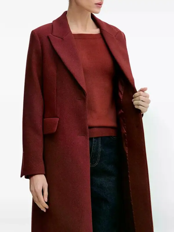 Sisley Buttoned Single-breasted Coat With Pockets - Red