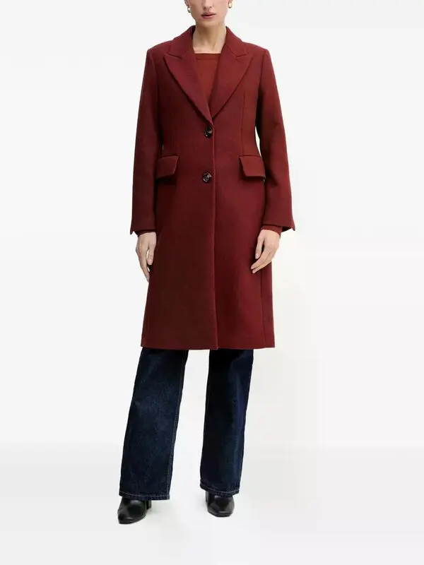 Sisley Buttoned Single-breasted Coat With Pockets - Red