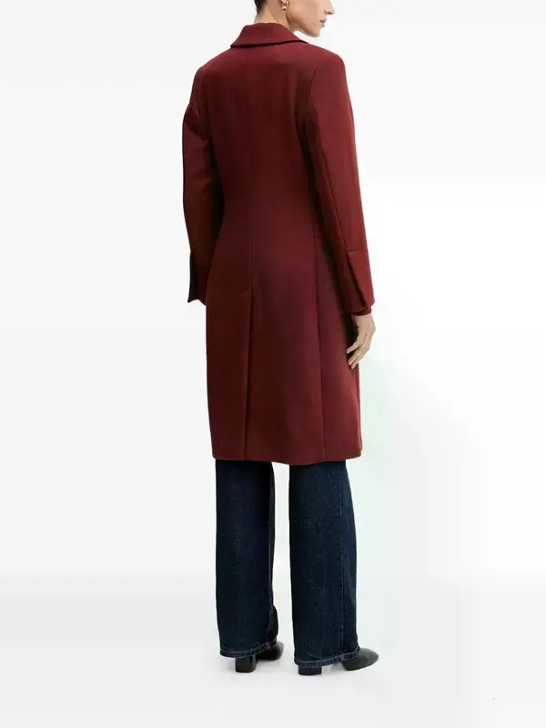 Sisley Buttoned Single-breasted Coat With Pockets - Red