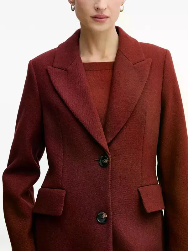 Sisley Buttoned Single-breasted Coat With Pockets - Red