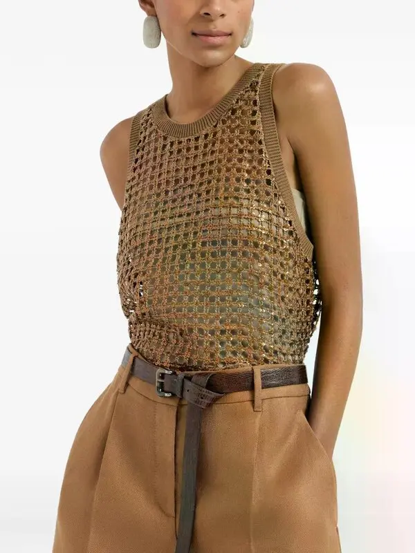 Brunello Cucinelli Crochet Knit Top