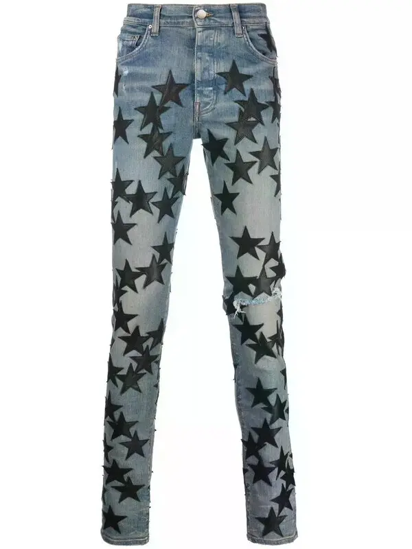 Amiri Star Patch Skinny Jeans - Blue