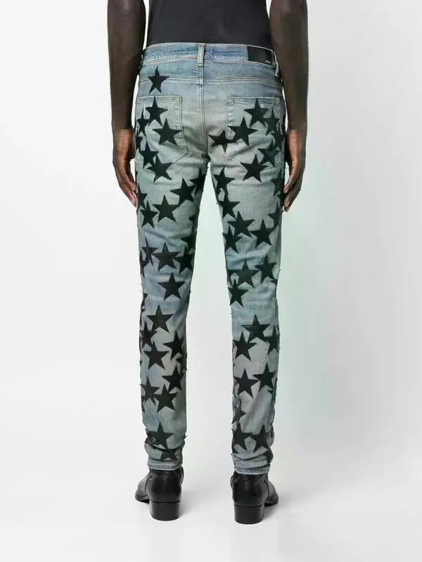 Amiri Star Patch Skinny Jeans - Blue
