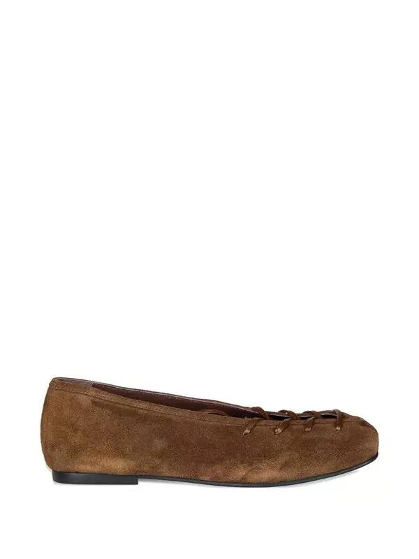 ALOHAS Laced Suede Ballet Flats - Brown