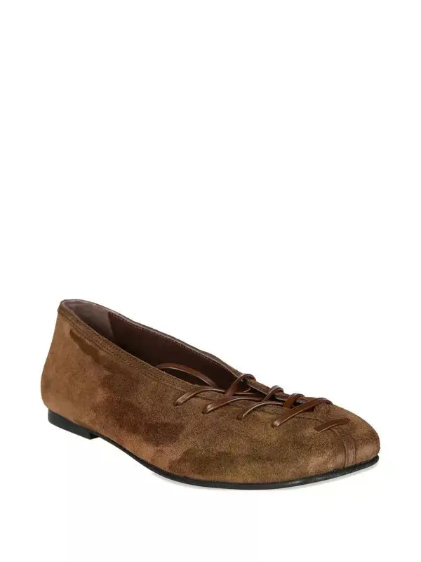 ALOHAS Laced Suede Ballet Flats - Brown