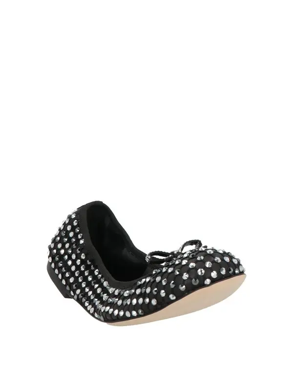 Rene Caovilla Leather Ballet Flats With Crystal Embellishments