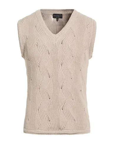 Emporio Armani Sleeveless V-neck Ribbed-knit Top - Beige