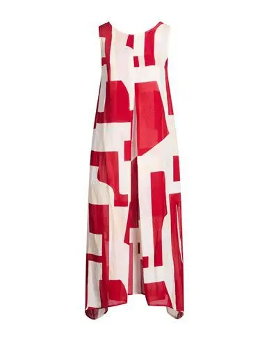 Alpha Studio Multicolor Woven Midi Dress - Red