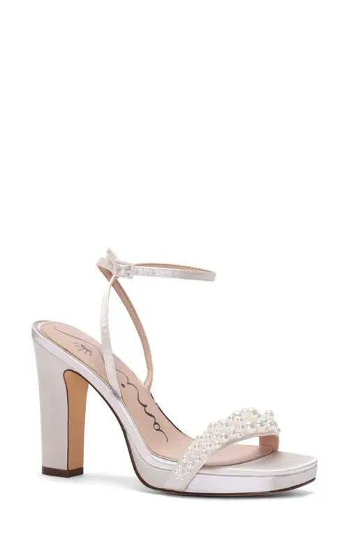 Nina Evette Platform Sandals With Ankle Strap And Pearl Detail - Ivory Sat