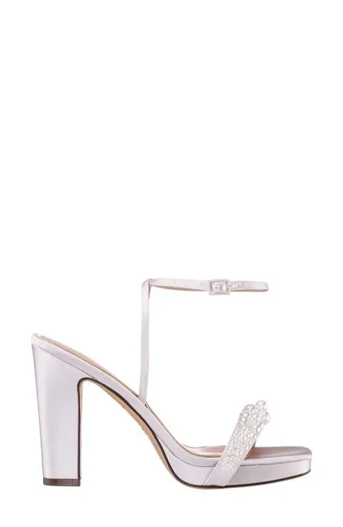 Nina Evette Platform Sandals With Ankle Strap And Pearl Detail - Ivory