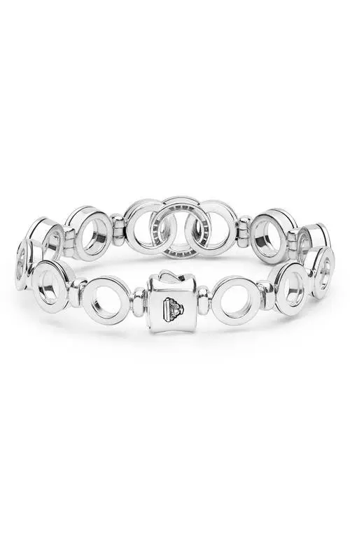 Lagos Signature Caviar Interlocking Diamond Link Bracelet - Silver