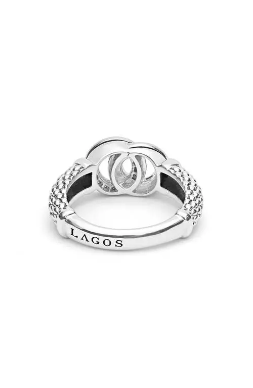 Lagos Sterling And Diamond Caviar Interlocking Ring