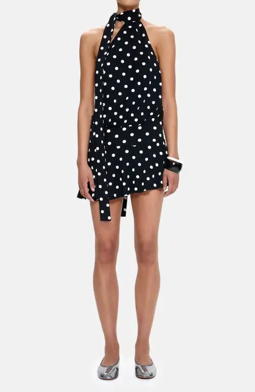 JADED LONDON Enya Polka Dot Mini Dress - Black