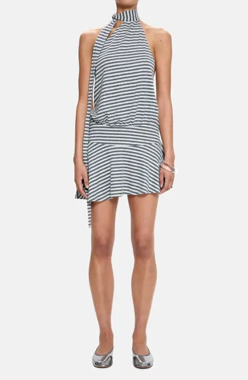 JADED LONDON Striped Backless Mini Dress - Grey