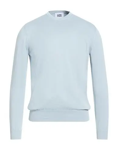 Alpha Studio Cotton Crewneck Sweater - Blue