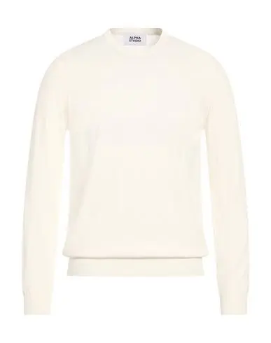 Alpha Studio Cotton Crewneck Sweater - White