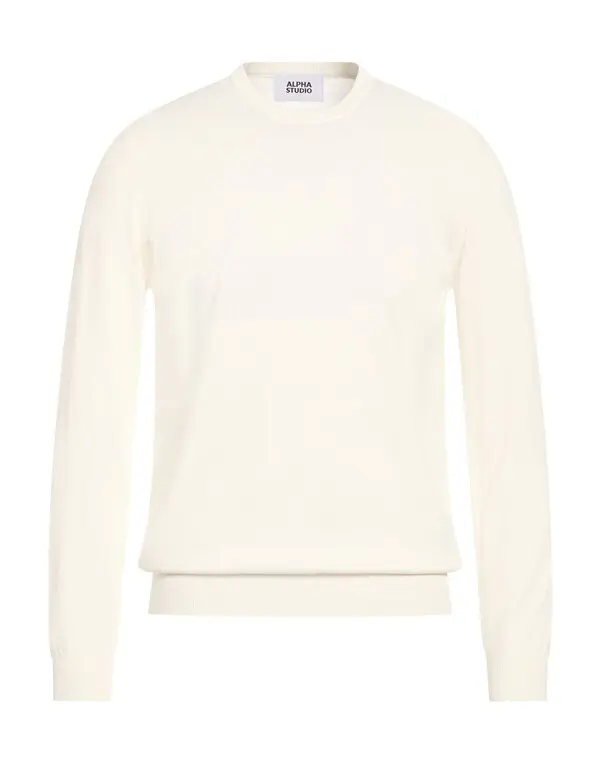 Alpha Studio Knitted Cotton Sweater - White