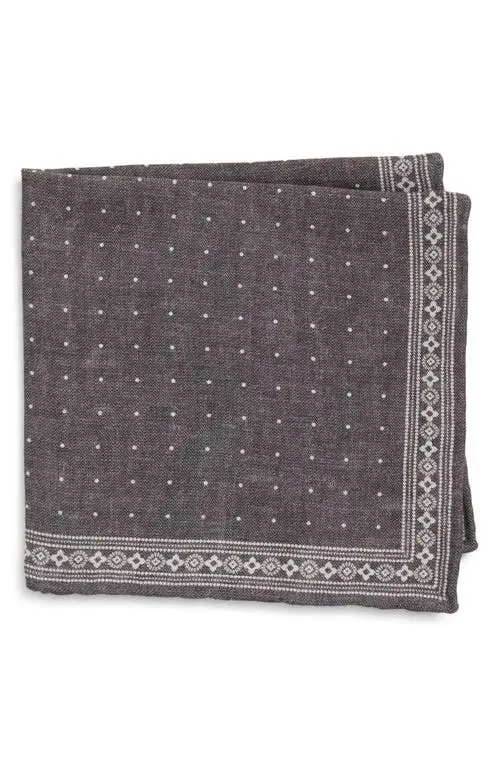 Eleventy Wool & Cotton Muslin Pocket Square - 22-02 Black And Sand