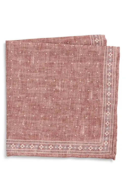 Eleventy Wool & Cotton Muslin Pocket Square - 99-02 Crimson/sand