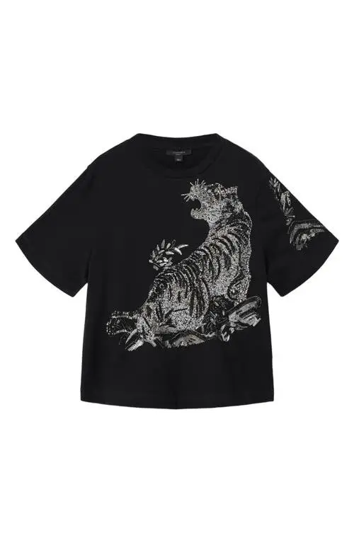 ALLSAINTS Pounce Lisa Embellished Cotton Graphic T-shirt - Black