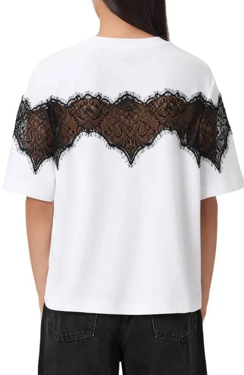 ALLSAINTS Lisa Lace Panel T-shirt - Optic White