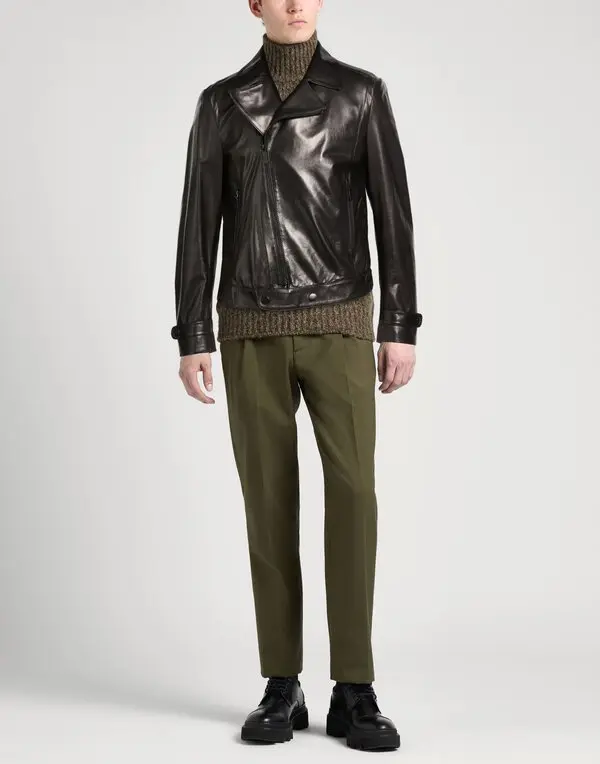 Emporio Armani Diagonal-Zip Leather Biker Jacket - Black - 54% Off