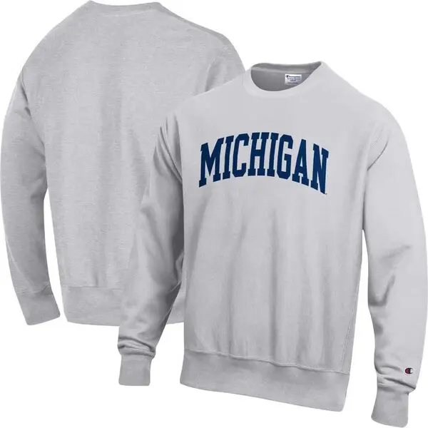 Champion Michigan Wolverines Reverse Weave Fleece Sweatshirt - Gray