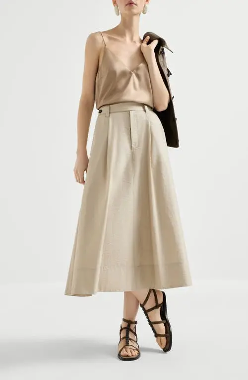 Brunello Cucinelli Sartorial Skirt With Monili Detailing - Beige
