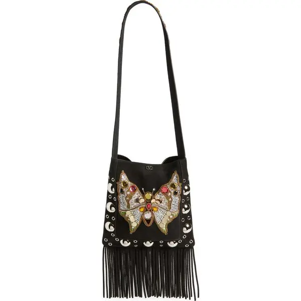 Valentino Garavani Nellcôte Butterfly Suede Crossbody Bag