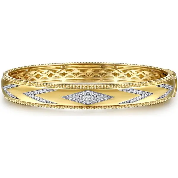 GABRIEL & CO. 14k And Diamond Chevron Bangle - Gold