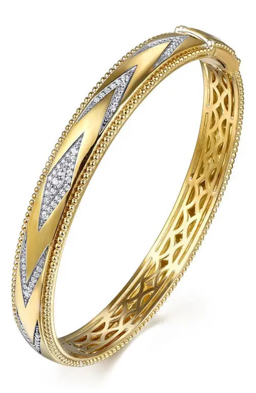 GABRIEL & CO. 14k And Diamond Chevron Bangle