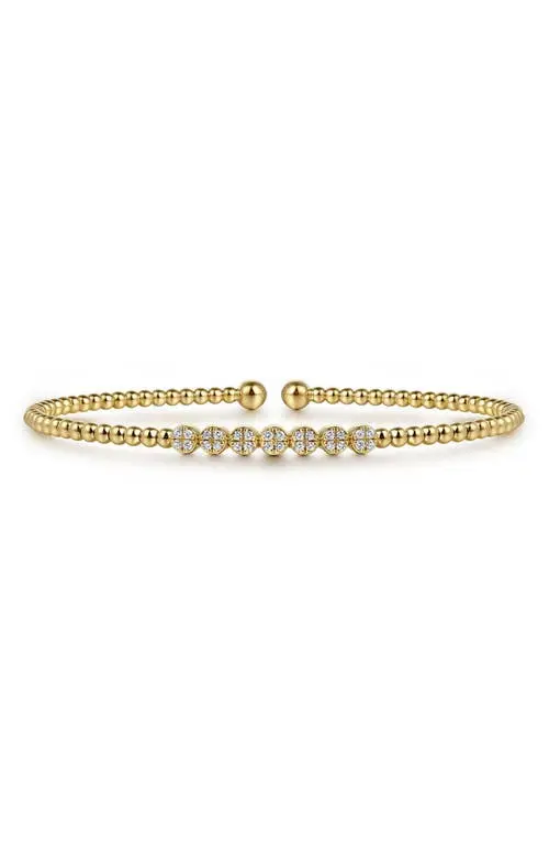 GABRIEL & CO. 14k Diamond Cluster Beaded Cuff Bracelet - Gold
