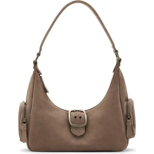 Mango Suede Buckle Handbag
