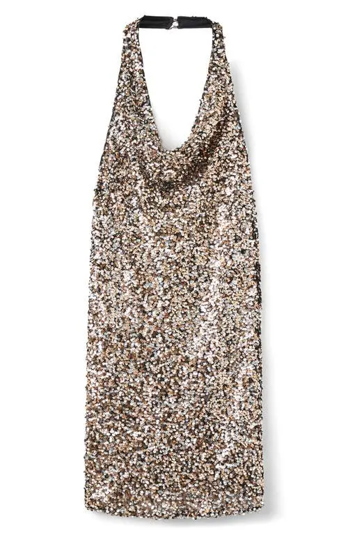 Mango Sequin Open Back Dress
