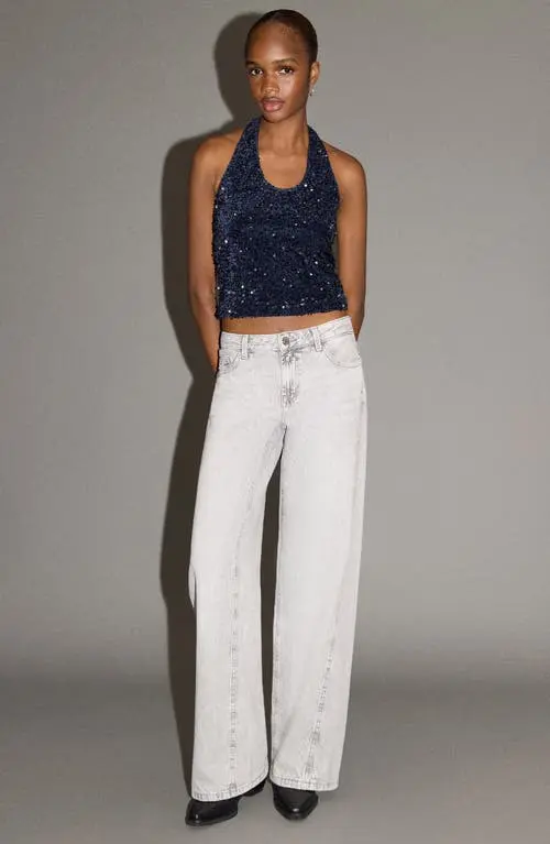 Mango Sequin Halter Crop Top
