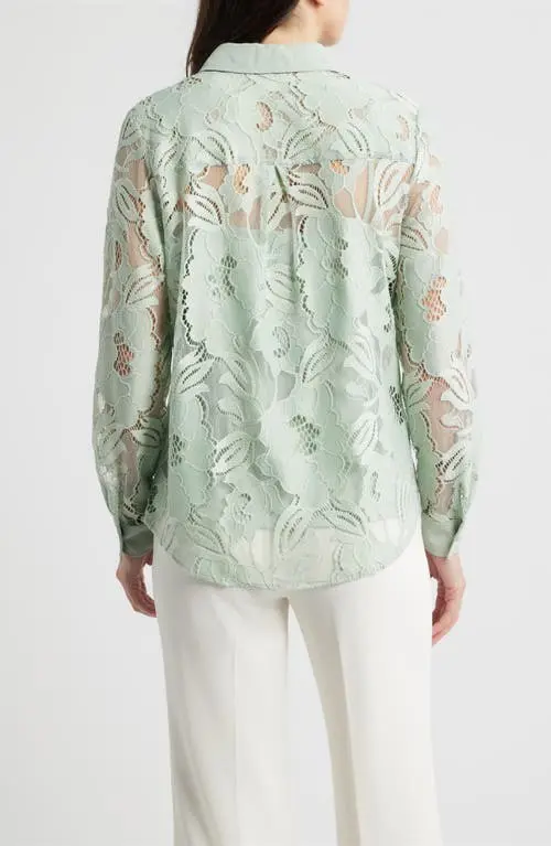 Anne Klein Lace Button-up Shirt - Soft Aloe