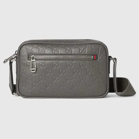 Gucci Gg Emblem Small Crossbody Bag - Grey Gg Leather