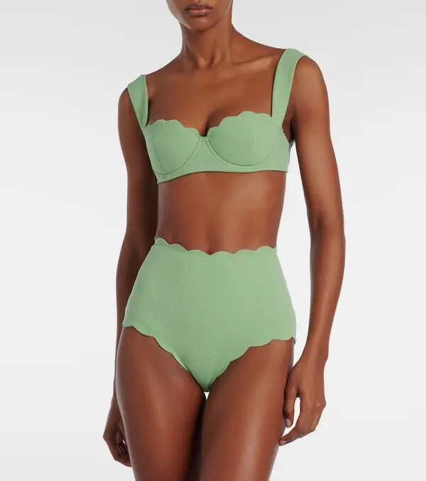Marysia Santa Monica Scalloped Bikini Bottoms - Green