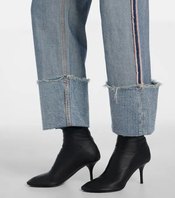 Acne Studios Deconstructed Embellished Straight Jeans