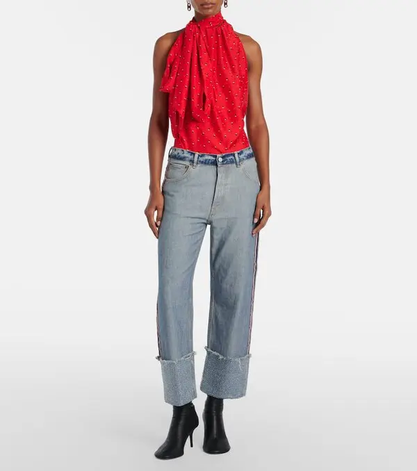 Acne Studios Deconstructed Embellished Straight Jeans