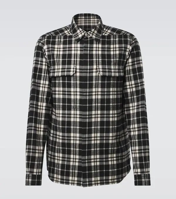 Rick Owens Temple Plaid Cotton Overshirt