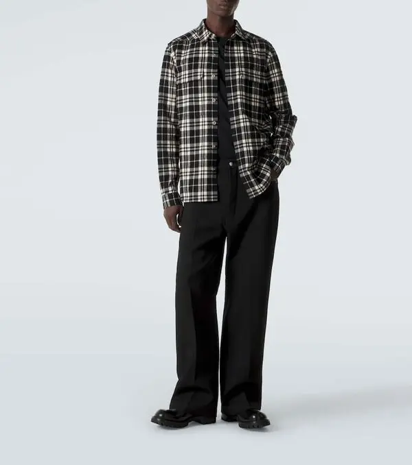 Rick Owens Temple Plaid Cotton Overshirt