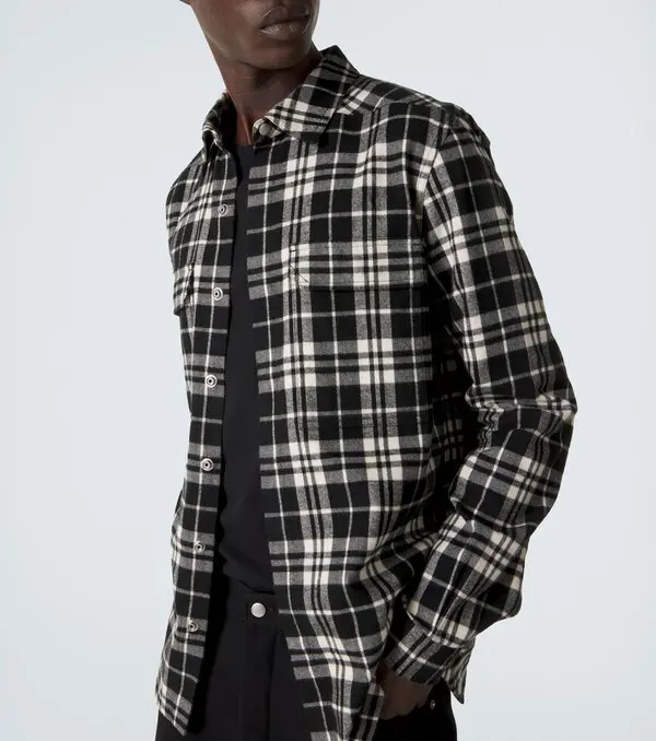 Rick Owens Temple Plaid Cotton Overshirt