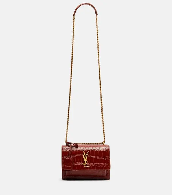 Saint Laurent Small Sunset Leather Crossbody Bag - Brown