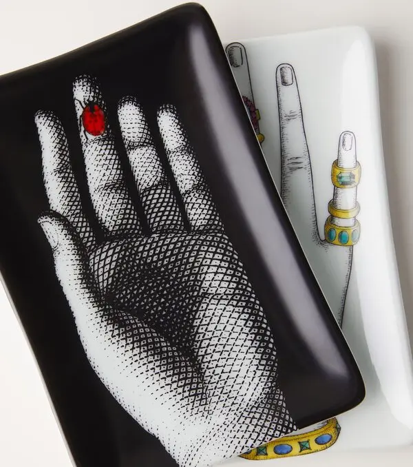 FORNASETTI Mano Con Coccinella Ceramic Ashtray - Black