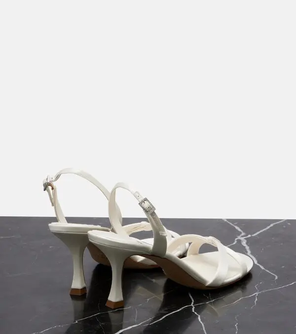 JIMMY CHOO Elsy 70 Ivory Satin Sandals - White