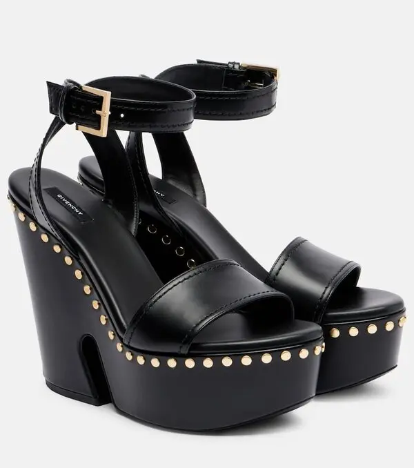 Givenchy Embellished Platform Leather Sandals - Black