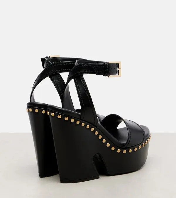 Givenchy Embellished Platform Leather Sandals - Black