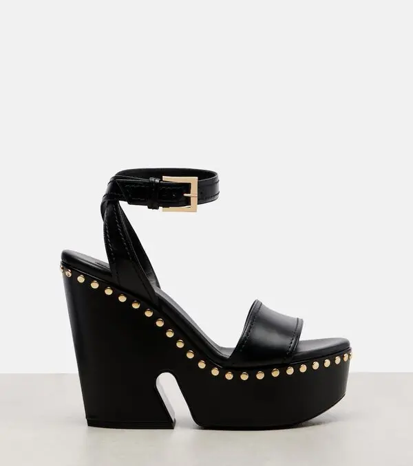 Givenchy Embellished Platform Leather Sandals - Black