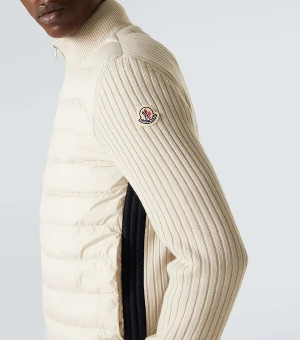 Moncler Down-paneled Wool-trimmed Zip-up Cardigan